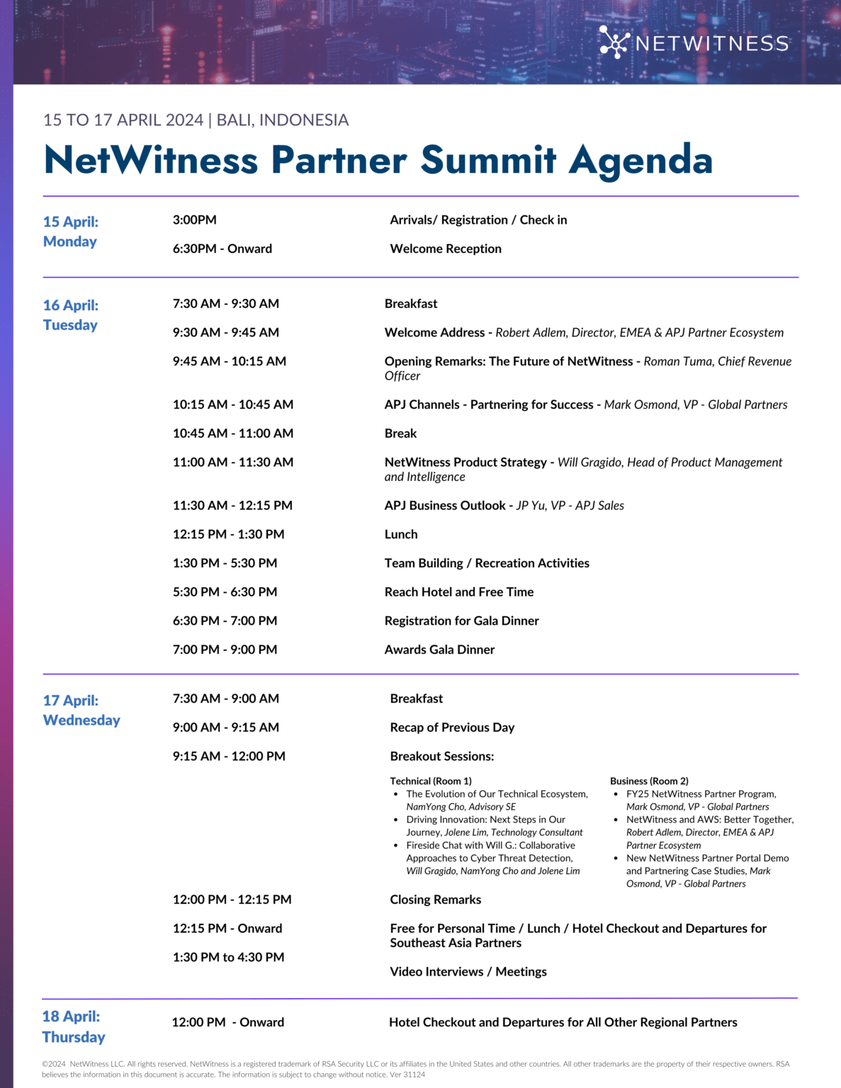 Agenda – NetWitness Platform